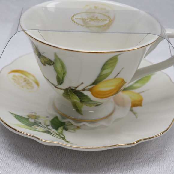 Grace Teaware | Dining | Grace Teaware Lemons Butterflies Floral Footed ...